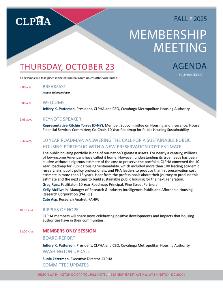 CLPHA Fall 2025 Meeting Agenda | CLPHA